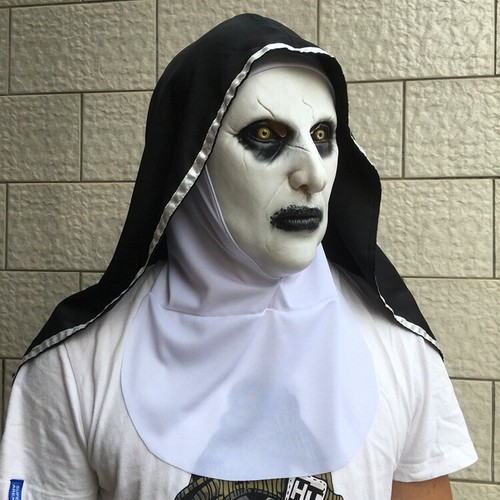 Nun Mask Halloween Horror Scare Scared Beam Female Ghost Face Head | eBay