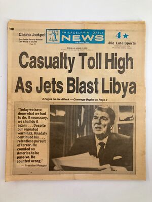 Philadelphia Daily News Tabloid April 15 1986 President Ronald Reagan ...