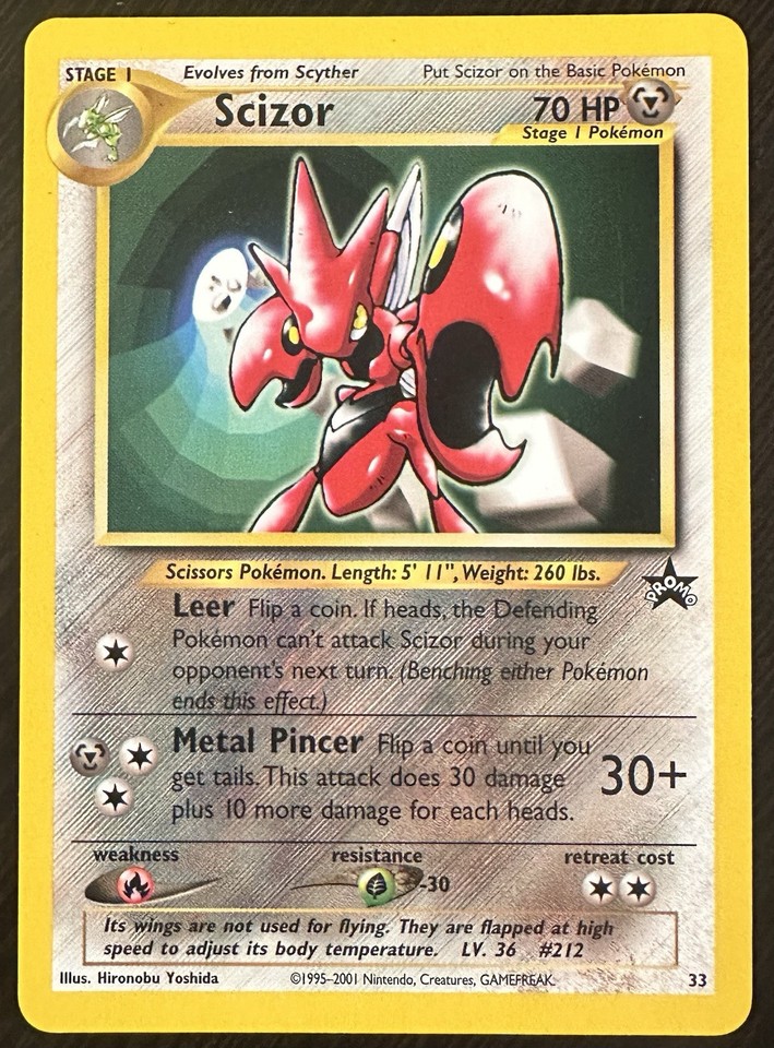 MINT Scizor # 33 Black Star Promo WOTC Pokemon Card WOTC Vintage 1999 ...