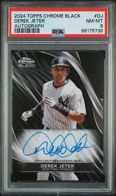 2024 Topps Chrome Black Autograph #CBA-DJ Derek Jeter PSA 8 NM-MT Auto ...