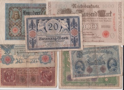 Lot Germany Reich 7 banknotes 1910-... reichsmark, WW1- paper money | eBay