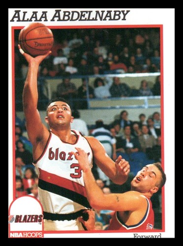 1991-92 Hoops #423 Alaa Abdelnaby NBA Basketball Portland Trail Blazers ...