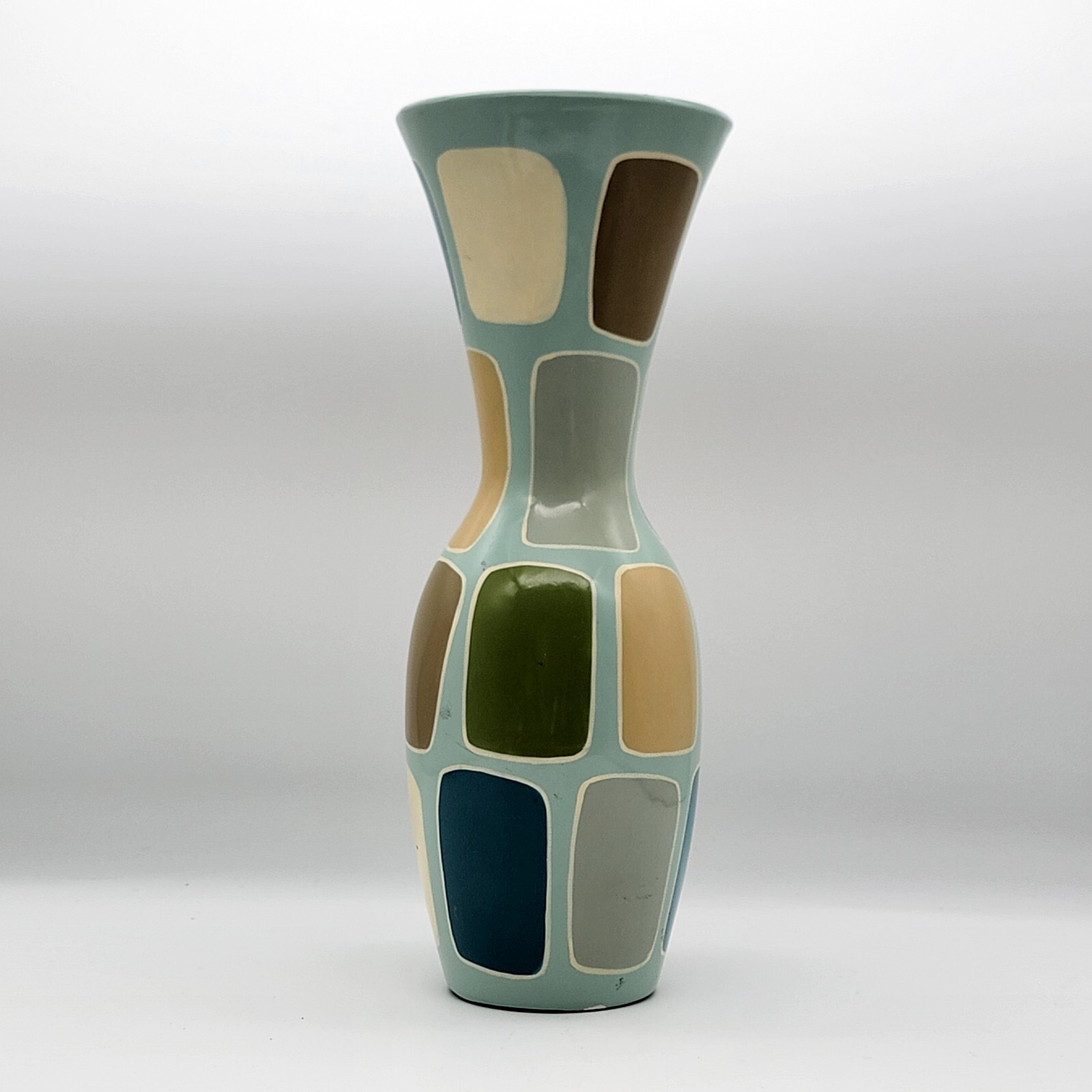 MCM Jill Rosenwald Ceramic Pitcher/Vase 11” Light Blue with Colored ...