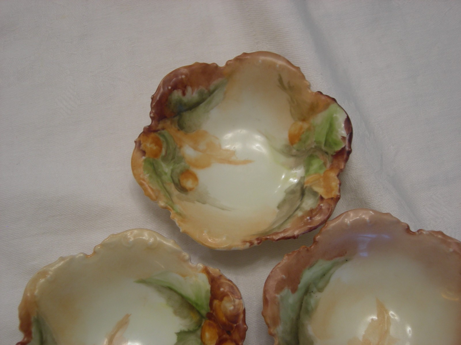 Antique GOA FRANCE HAND PAINTED PORCELAIN NUT/SALT DISHES Set of Five ...