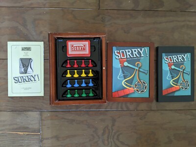 SORRY! Vintage Board Game Collection Bookshelf Wood/Wooden Box 45 Cards ...