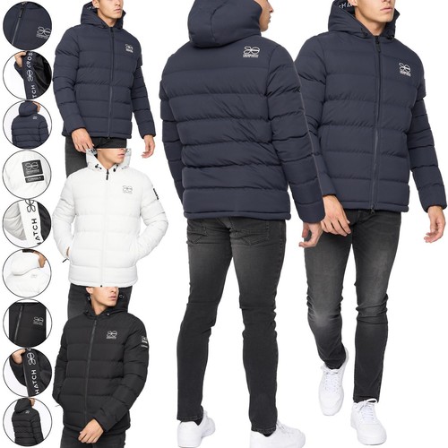 Men Crosshatch Bubble Zip Up Padded Fleece Fur Hood Fleece Lined Jacket ...