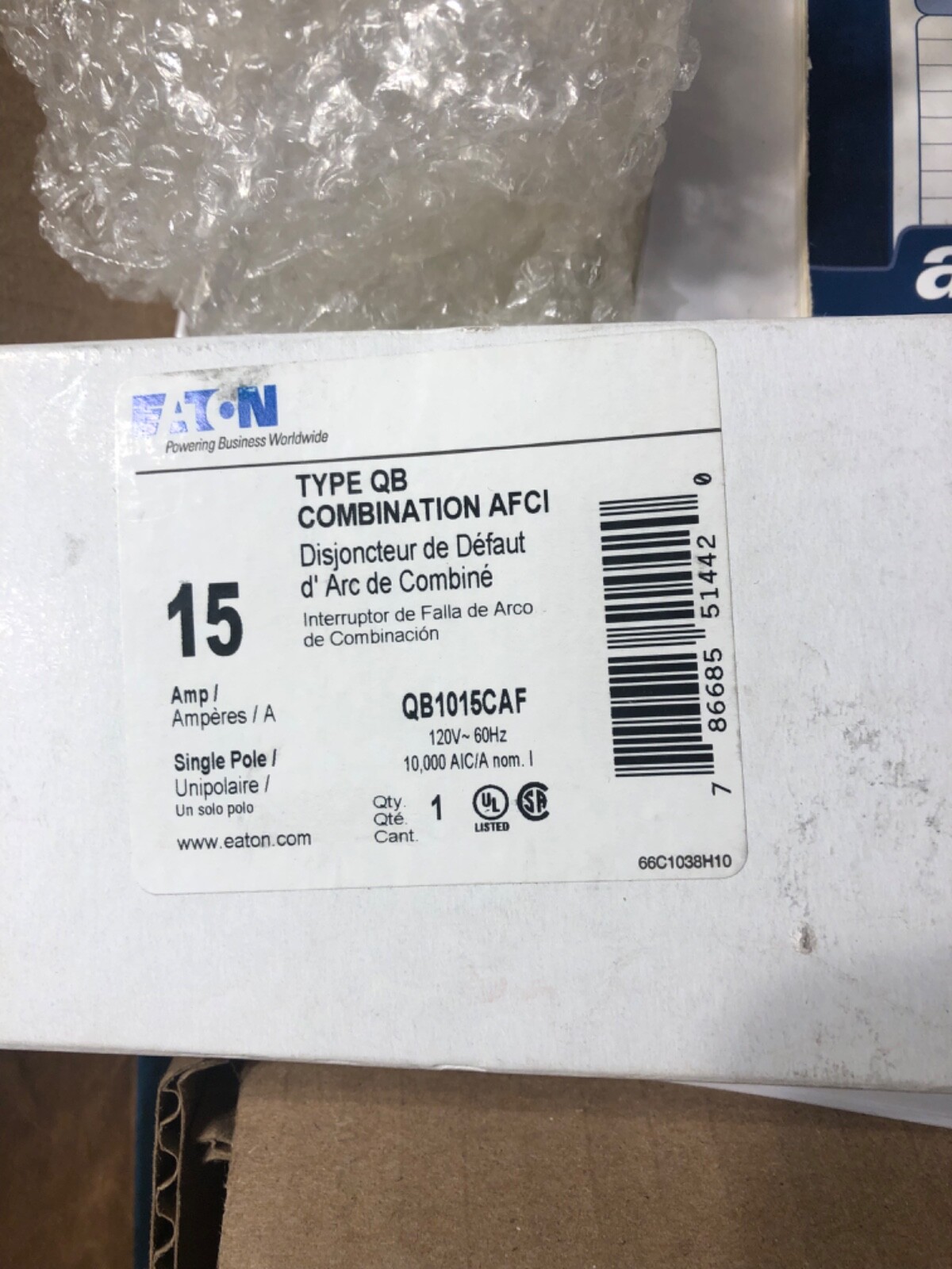 EATON QB 1015CAF 1 POLE 20 AMP BREAKER | eBay