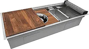 Ruvati RVH8555 Dual Tier 57" Undermount Single Basin Stainless ...