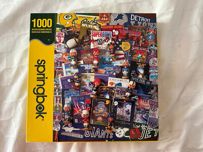 SPRINGBOK 1000 JIGSAW PUZZLE FOOTBALL FANTASY BOBBLEHEADS SUPER BOWL ...