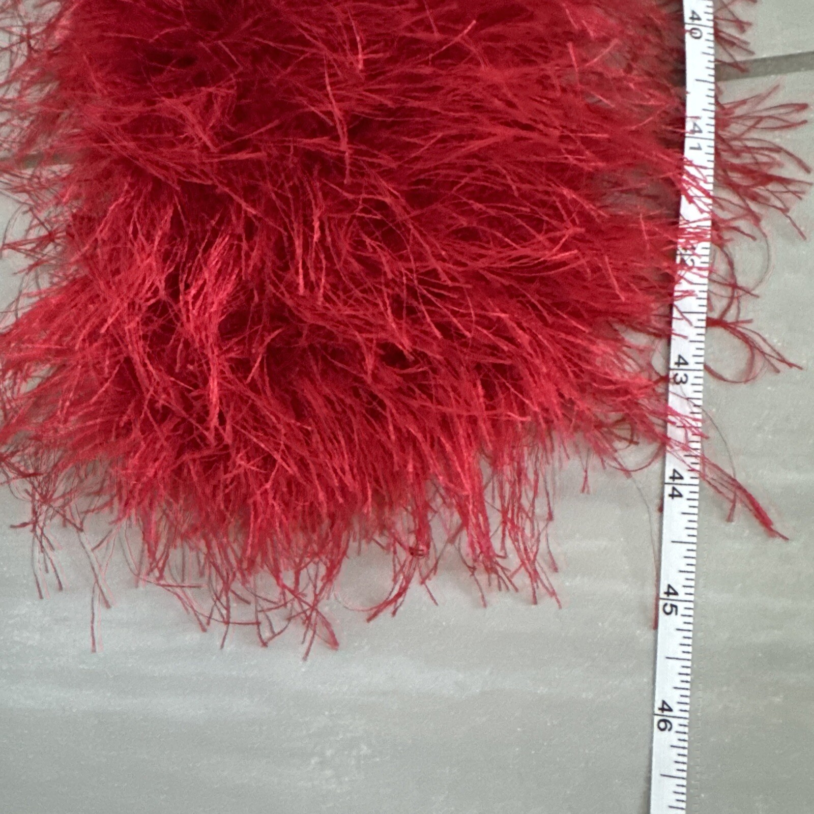 HAND-MADE EYELASH YARN BOA SCARF Dark Red Long Crochet Fun Fur 6 X 46 ...