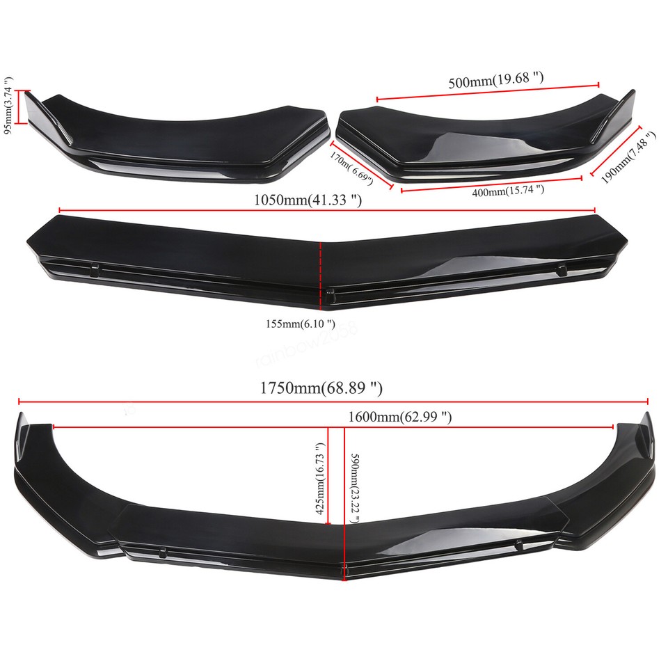 For Lexus LS460 LS500 Front Bumper Lip Spoiler Splitter Gloss Black ...