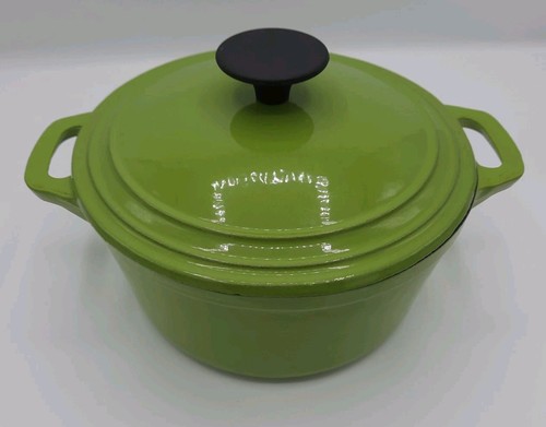 Vintage Cast Iron 2 Quart Green Enamel Ware 8 in Dutch Oven Pot | eBay