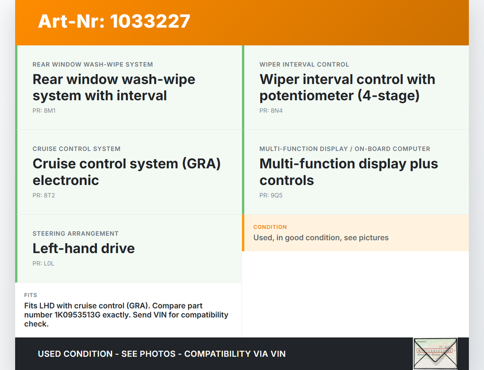 Steering Column Switch Control Stalk, indicators Indicator for Golf ...