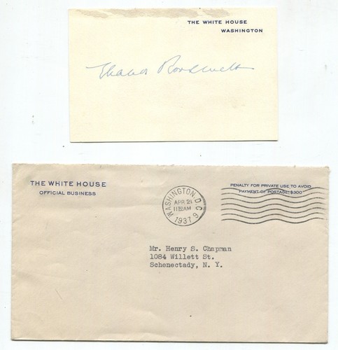 1937 First Lady Eleanor Roosevelt Signed White House Card | eBay