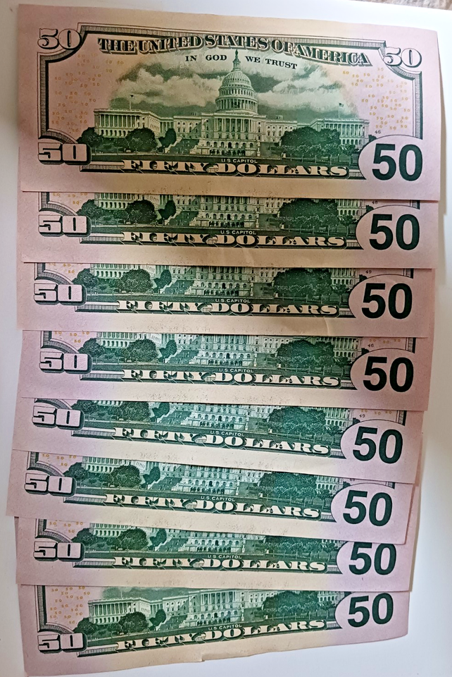 $50 DOLLAR BILLS US NOTE 2017 A SERIES CONSECUTIVE SERIAL NUMBERS ...