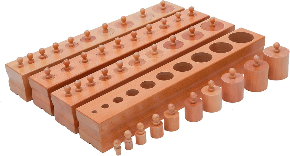 Cylinder Block (Set of 4)-Montessori Educational Wooden Toy for Fine ...
