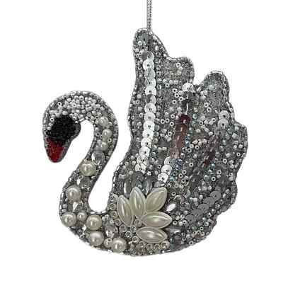 St Nicholas Square Midnight Magic Beaded Jewel Sequin Swan Christmas ...