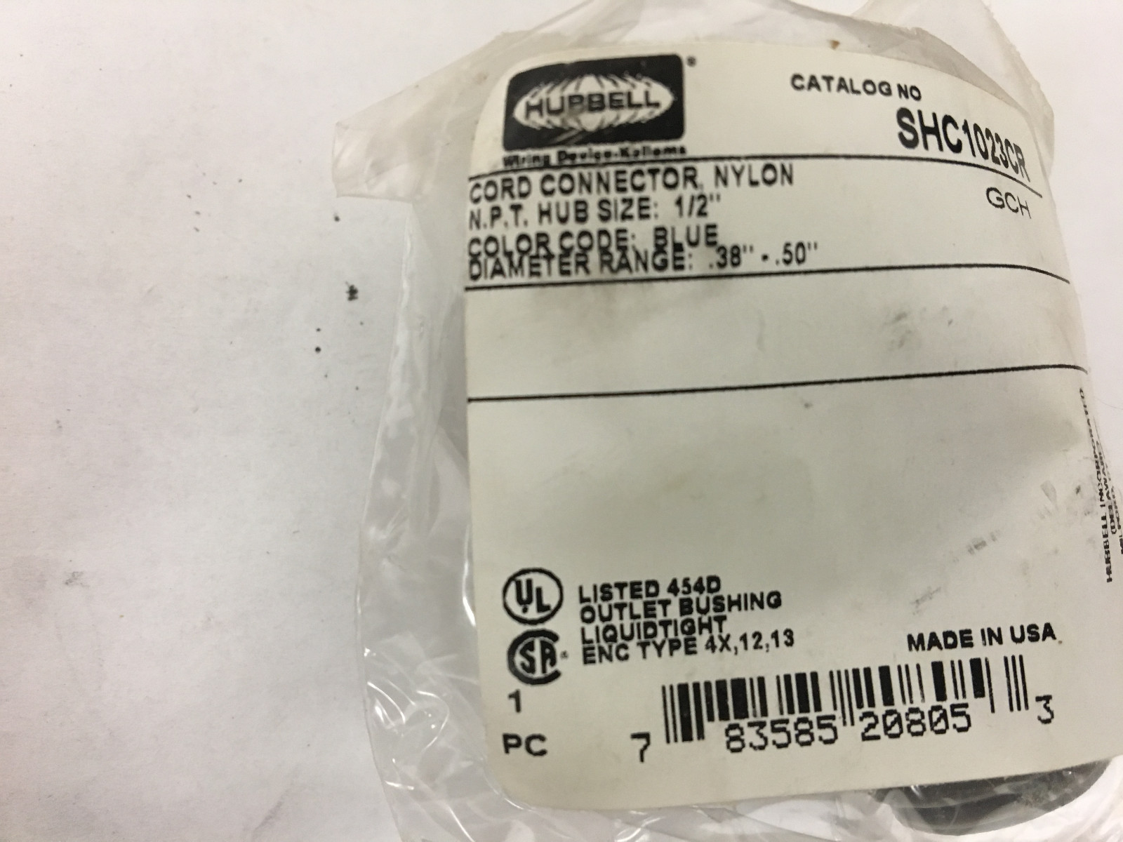 HUBBELL SHC-1023-CR CORD CONNECTOR Hub Size 1/2" | eBay