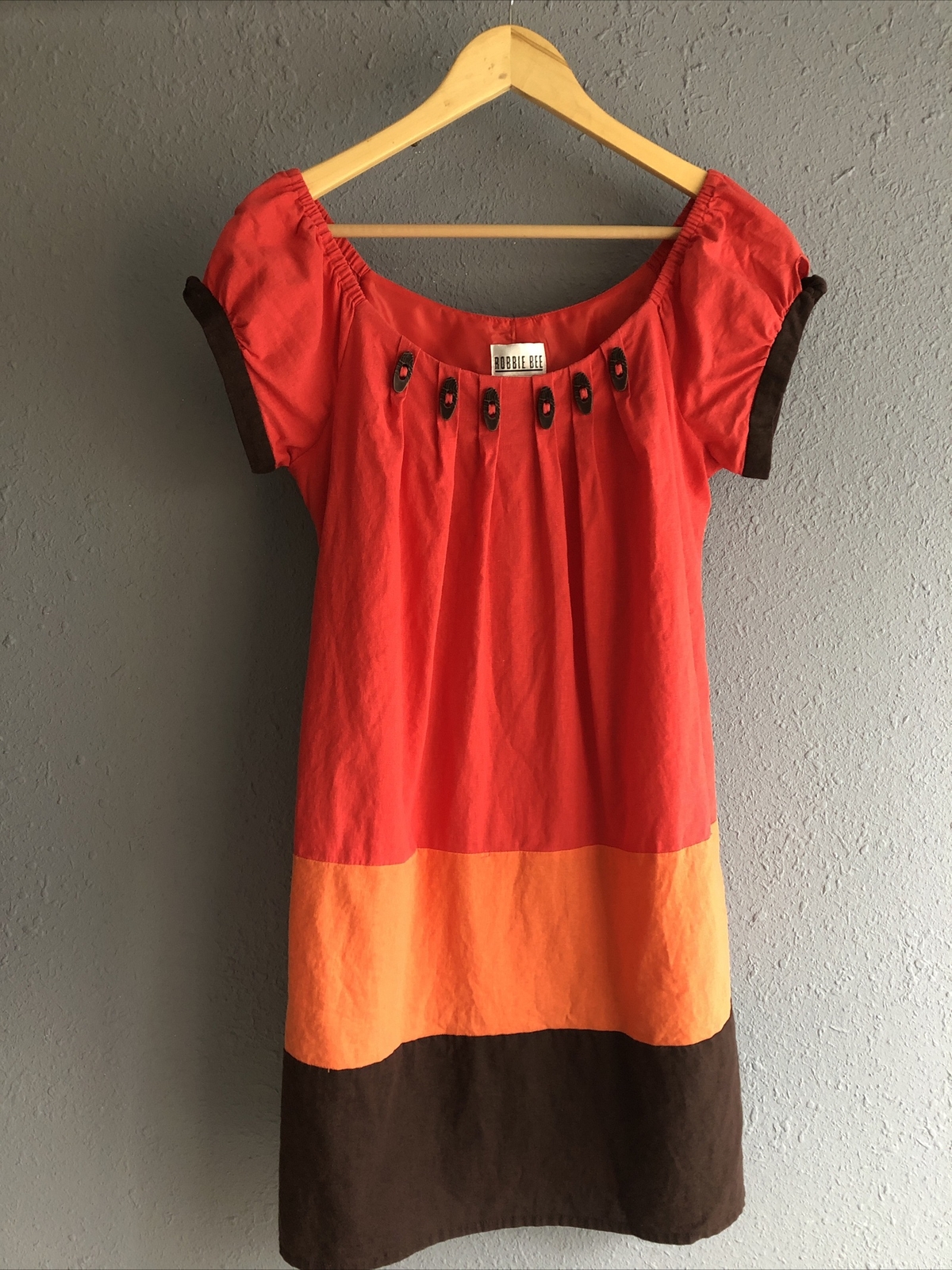 Robbie Bee colorblock Red Linen Sheath Dress Small Si… - Gem