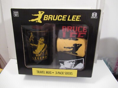 Bruce Lee Travel Mug and 3 pair socks (One Size) in Gift box NEW | eBay