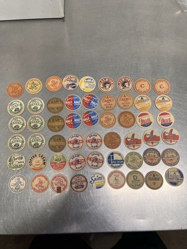 54 Generic Milk Bottle Caps - Connecticut Found - Dairy - CT - Wash ...