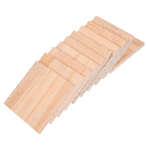 10 Pcs Wood for Engraving Projects Unfinished Blocks Craft Square ...