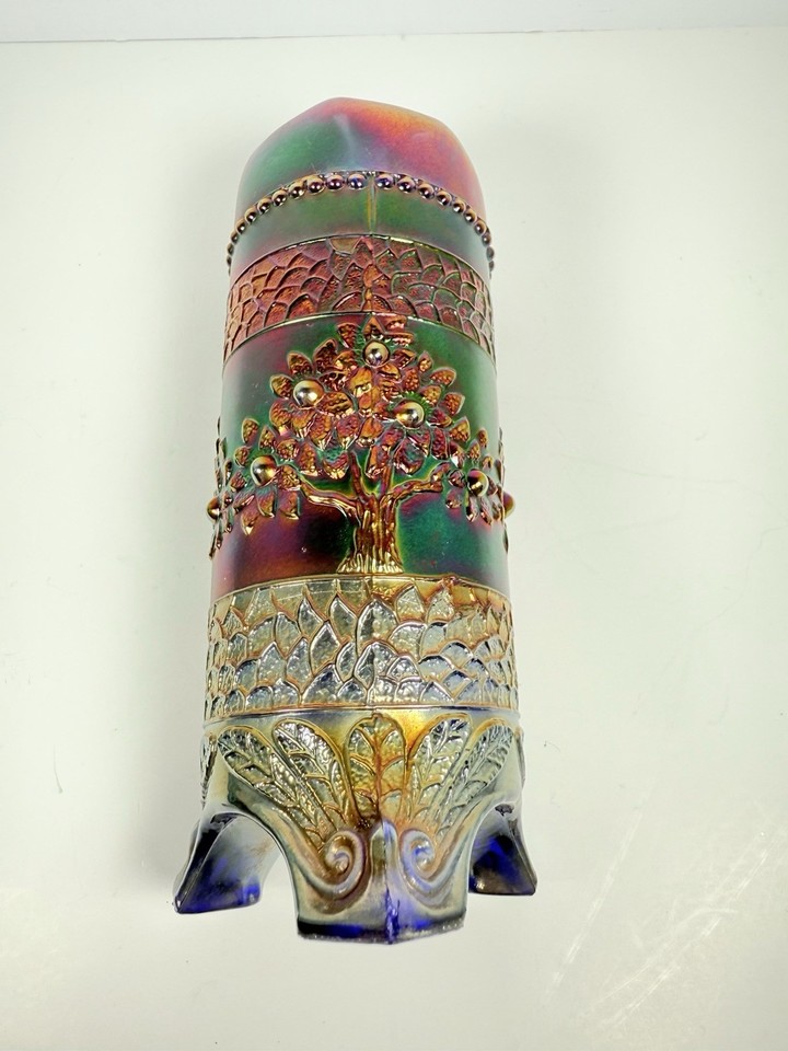 Fenton Orange Tree Cobalt Blue Carnival Art Glass Hatpin Vase Antique ...