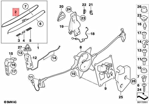 Genuine MINI Cooper One R50 R52 R53 Gasket Trunk Lid Grip 51247114521 ...
