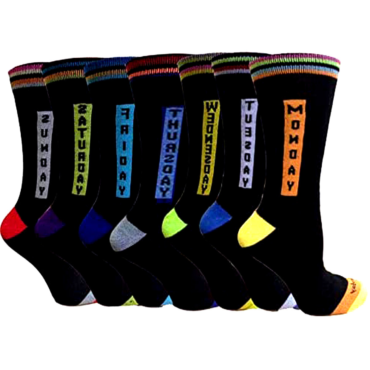 Men's 7 Pair Novelty 7 Days of the week cotton rich Every Day socks UK ...