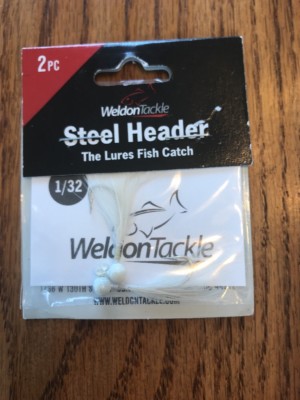 weldon tackle steel header jig 1/32 oz color White steelhead Ships N ...