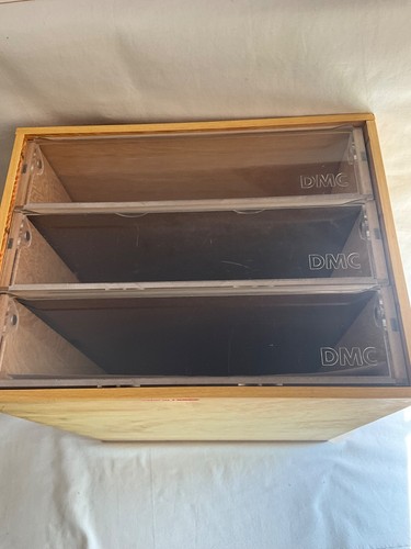DMC Embroidery Floss 14.5 x 12.5 x 9.5 Wood Storage Cabinet 3 Drawer 21 ...