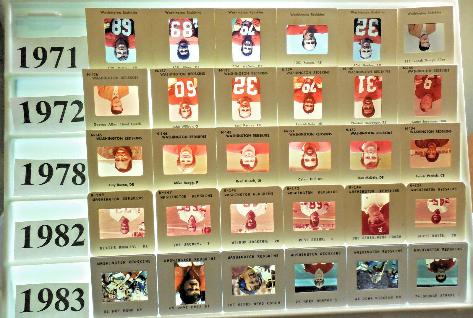 1968-88 Washington Redskins NFL TV card / slide tm Sets U PICK ...