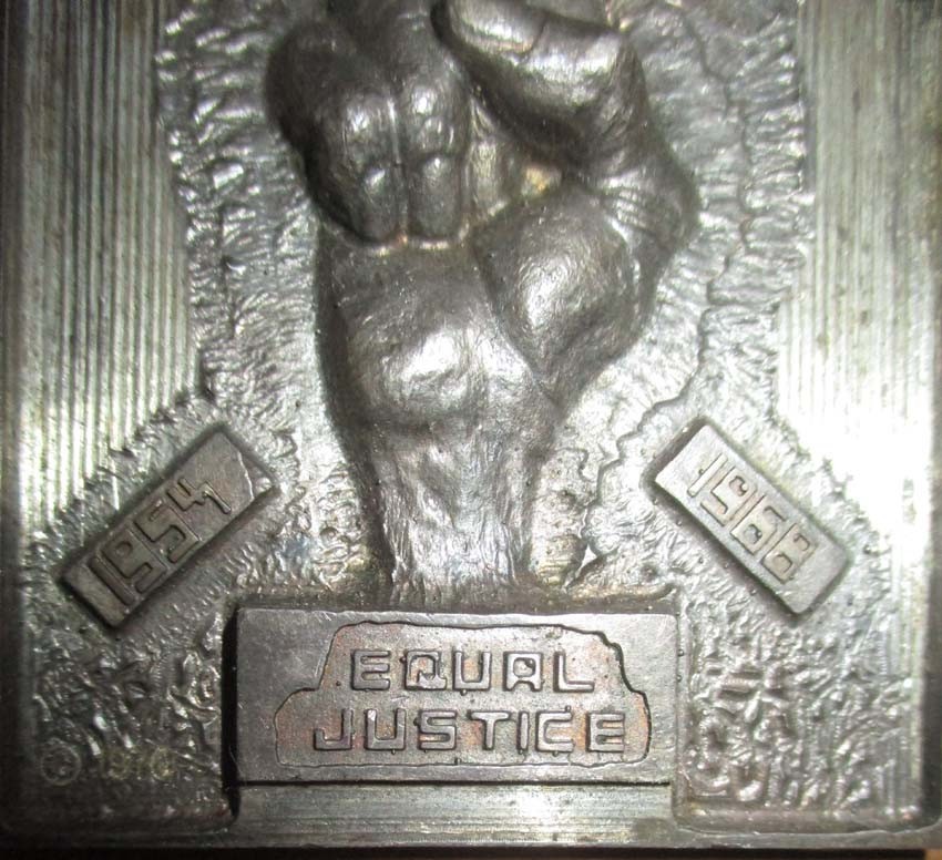 1968 RARE SILVER TONED BLACK POWER PLAQUE EQUAL JUSTICE RAISED FIST ...