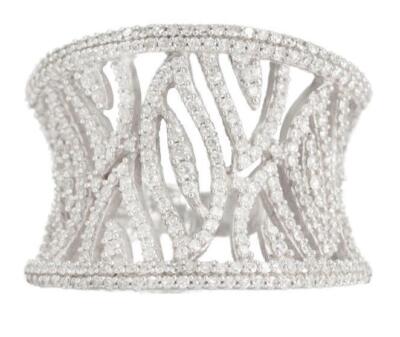 WIDE 1.03CT DIAMOND 14K WHITE GOLD 3D MULTI LEAF OPEN FILIGREE ...