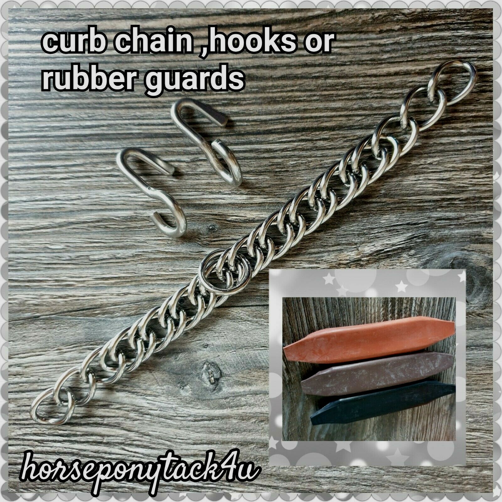 STAINLESS STEEL CURB CHAIN OR HOOKS RUBBER CHAIN GUARD FOR PELHAM BIT ...