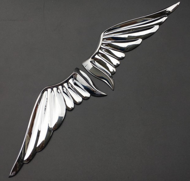 Pair Chrome Metal Angel Wings Auto Car Motorcycle Emblems Badge Decal ...