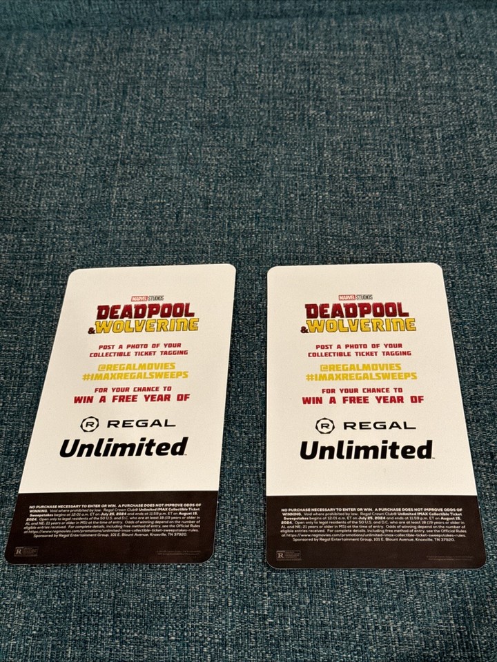 Two (2) Deadpool & Wolverine REGAL CINEMAS exclusive Collectible IMAX ...