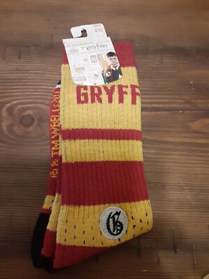 NEW Bioworld Harry Potter Gryffindor Stripe Crew Socks Sz 8-12 | eBay