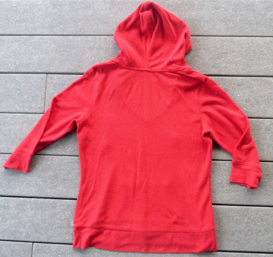 Authentic Currants Women’s Cotton/Poly. Ribbed Knit Hooded V-Neck Red ...