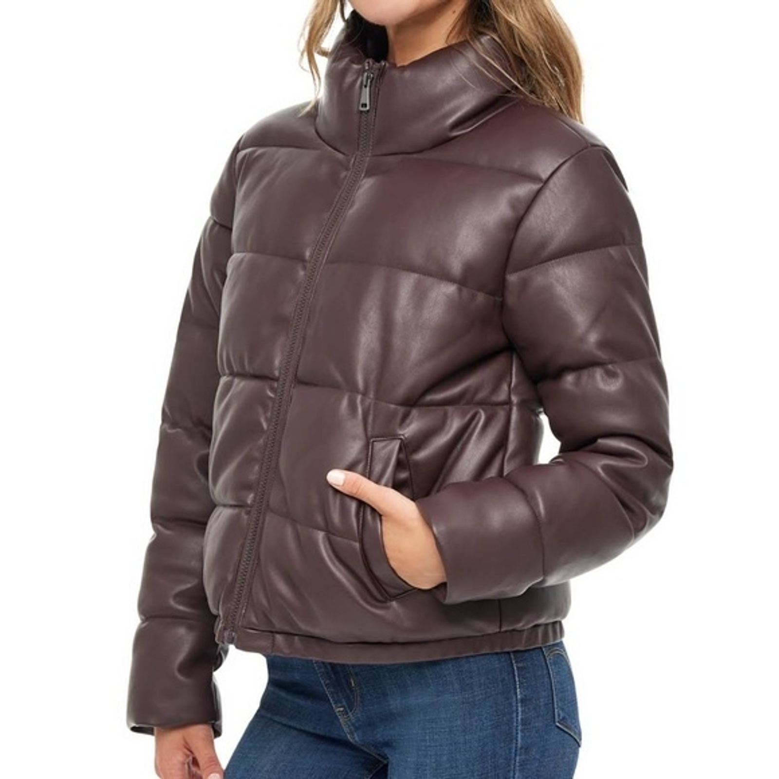 Sebby Collection faux leather large puffer jacket wom… - Gem