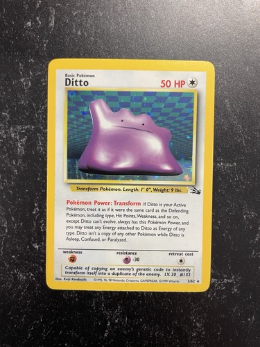 Ditto Fossil Set Holo Rare 3/62 Pokemon Card 1999 Near Mint | eBay