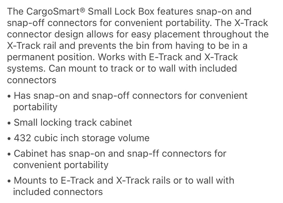 Cargosmart Small Locking Track Cabinet # 1789 | eBay
