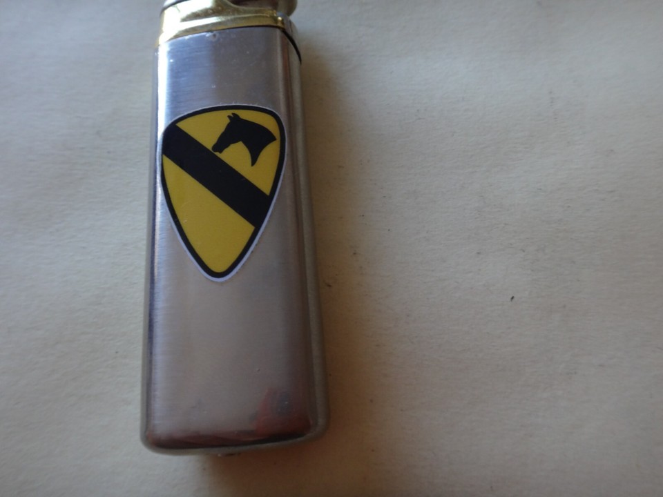 Butane Gas Metal Lighter with US Army 1st CAVALRY Division Decal Emblem ...