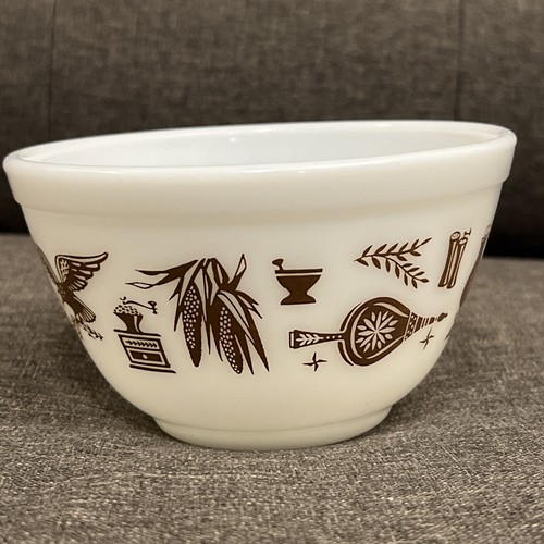 Pyrex Mixing Bowl Early American 401 Small 1-1/2 PT White Brown Vintage ...