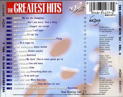 VARIOUS ARTISTS GREATEST HITS '92, VOL. 3 NEW CD 95483147724| eBay