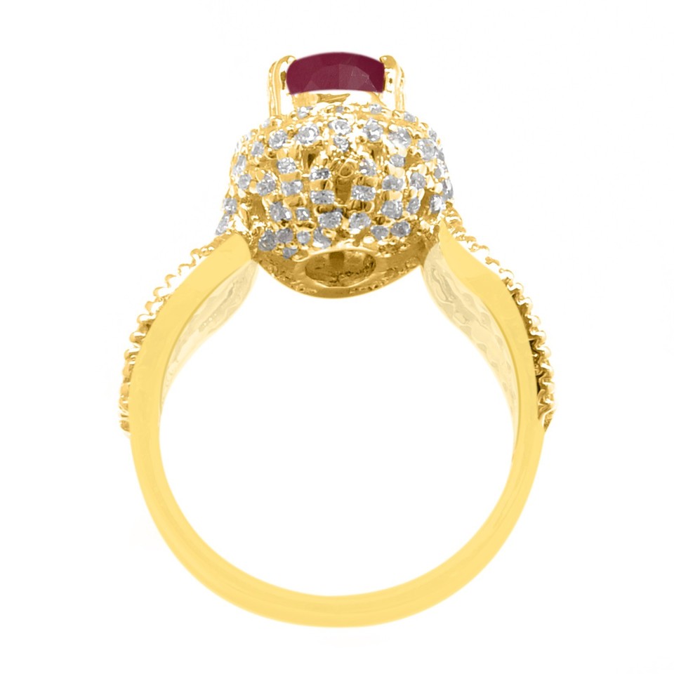 2.50 Carat Natural Burmese Ruby IGI Certified Diamond Ring In 14KT ...