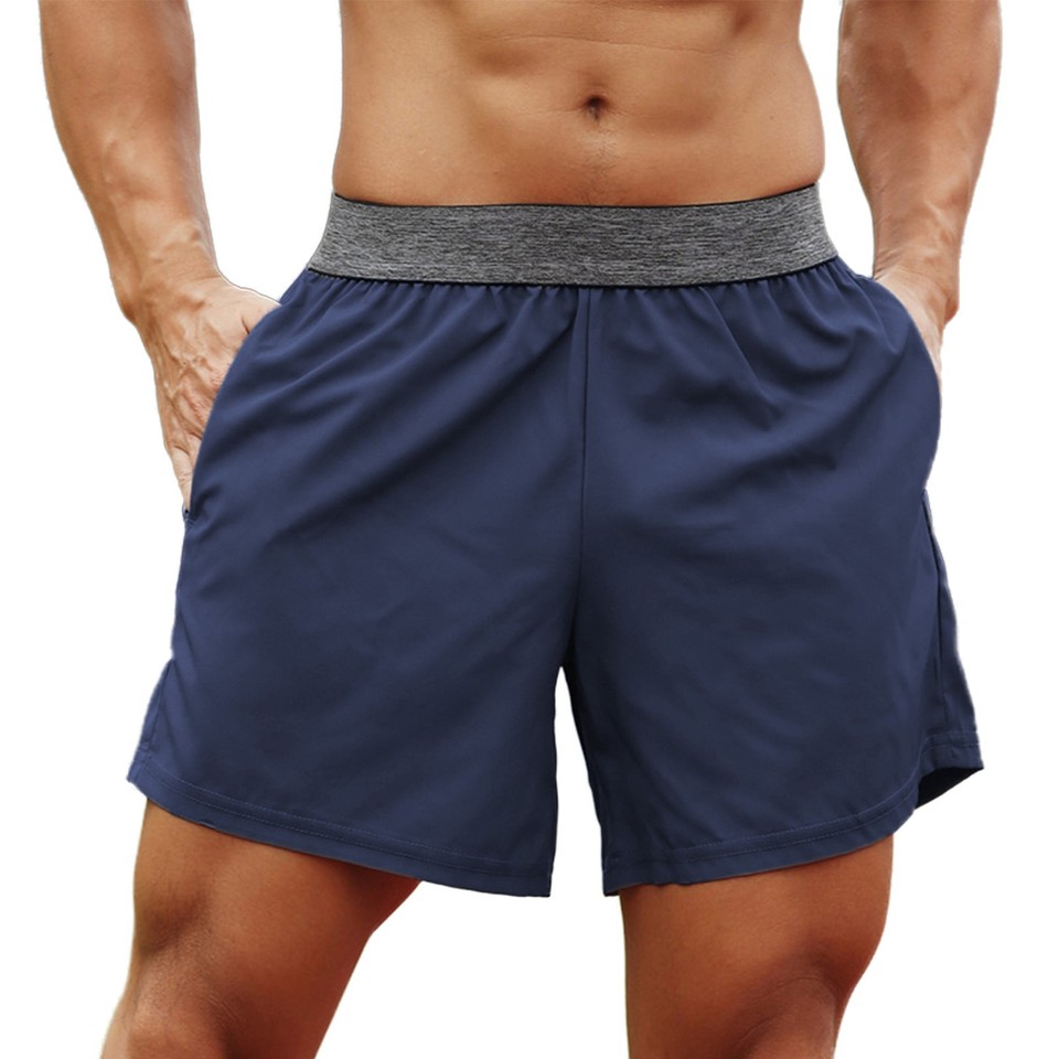 Men Sport Shorts Elastic Waist Pocket Towel Loop Running Basketball Gym ...