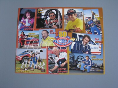 2001 NHRA 50TH ANNIVERSARY TOP 10 DRIVERS 8.5x11 NHRA DRAG RACING ...