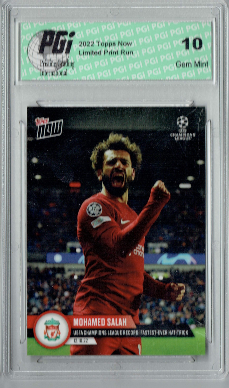 Mohamed Salah 2022 Topps Now #43 Fastest Hat-Trick Trading Card PGI 10 ...