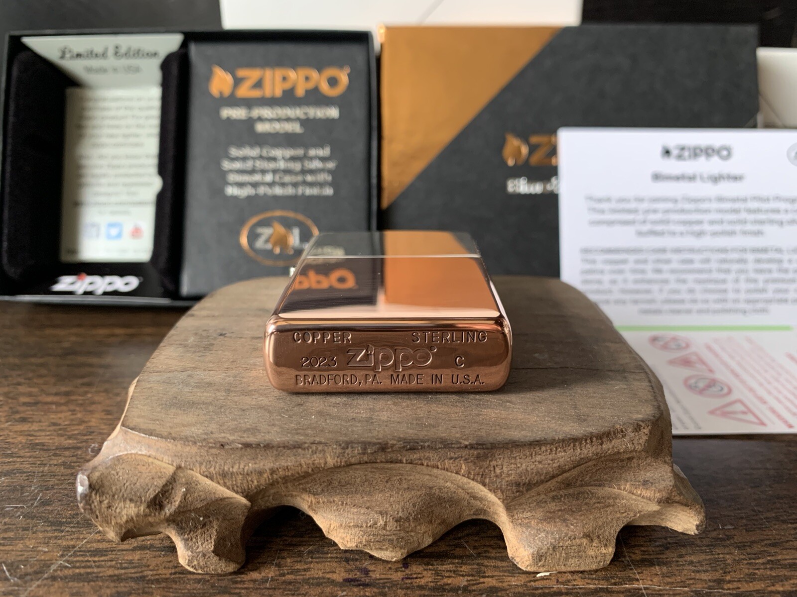 BIMETAL CASE ZIPPO LIGHTER BOTTOM COPPER LID STERLING SILVER UNIQUE BOTTOM STAMP | eBay